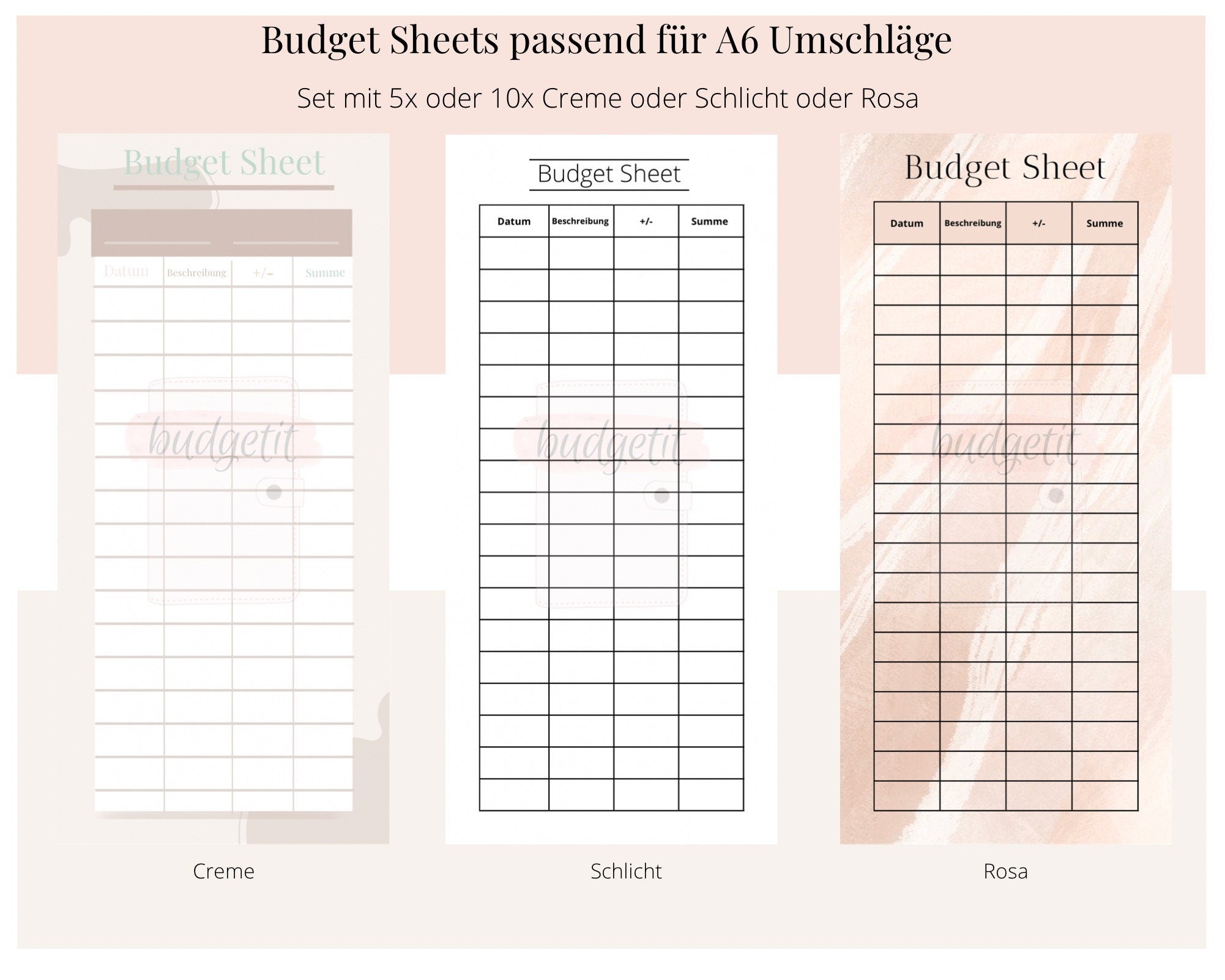 Budget Sheets - 5er oder 10er Set – Budgetit – BudgetitDE